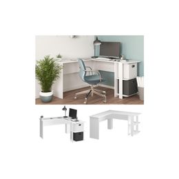 VICCO Eckschreibtisch Schreibtisch B&uuml;rotisch Nikita 140x140cm wei&szlig; Computertisch