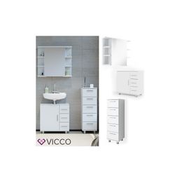 VICCO Badm&ouml;bel Set ILIAS Wei&szlig; Bad Spiegel Kommode Unterschrank Badschrank