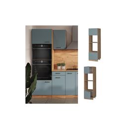 VICCO Mikrowellenschrank K&uuml;chenschrank R-Line Solid Eiche Blau Grau 60 cm modern