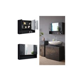 VICCO Spiegelschrank Badspiegel Wandspiegel Irma Anthrazit Hochglanz 80 cm modern Badezimmer Spiegel Badezimmerschrank Badezimmerm&ouml;bel Spiegelt&uuml;r Schrankt&uuml;r H&auml;ngeschrank Einlegeboden Regal Ablage