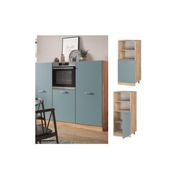 VICCO Vorratsschrank K&uuml;chenschrank R-Line Solid Eiche Blau Grau 60 cm modern kleine T&uuml;r