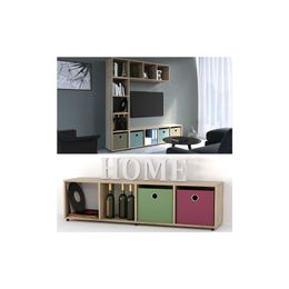 VICCO Raumteiler Ludus 4 Fächer Sonoma 144 x 36 cm - Standregal Hängeregal Regal TV Lowboard