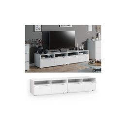 VICCO Lowboard Ruben wei&szlig; 200cm TV-Board Fernsehschrank TV-Schrank Regal Tisch