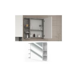 VICCO Badspiegel FYNN 80 x 64 cm Grau Beton - Spiegel Spiegelschrank Wandspiegel
