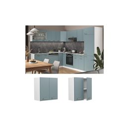 VICCO H&auml;ngeschrank K&uuml;chenschrank R-Line Solid Wei&szlig; Blau Grau 60 cm modern