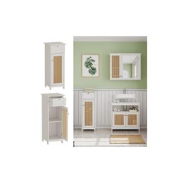 VICCO Midischrank Rosario 32 x 87 cm, Weiß, 1 Tür, 1 Schublade, Badezimmer, modern