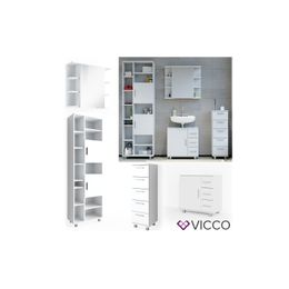 VICCO Badm&ouml;bel Set ILIAS Wei&szlig; Bad Spiegel Kommode Unterschrank Badschrank
