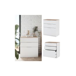 VICCO Kommode Betti 80 x 90 cm in Wei&szlig; Sonoma, 3 Schubf&auml;cher, Schlafzimmer