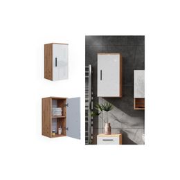 VICCO H&auml;ngeschrank Badschrank Badezimmerm&ouml;bel Irma Eiche Wei&szlig; Hochglanz modern 30x59 cm Badezimmer Schrank Badm&ouml;bel h&auml;ngend Schrankt&uuml;r Schrankfach