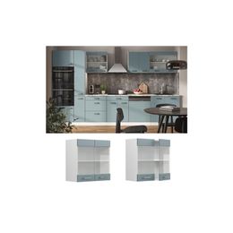 VICCO Glashängeschrank Küchenschrank R-Line Solid Weiß Blau Grau 60 cm modern