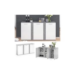 VICCO Sideboard Novelli Highboard Kommode Anrichte Schrank 3 T&uuml;ren Wei&szlig; Beton