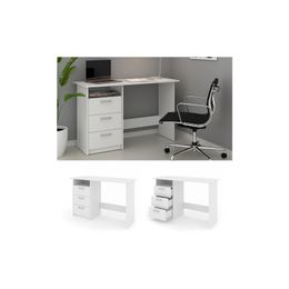 VICCO Schreibtisch MEIKO Weiß Arbeitstisch Bürotisch Regal PC Tisch Schubladen