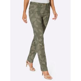 Webhose Lady Gr. 38, Normalgrößen, grün (khaki, sand, bedruckt) Damen Hosen 5-Pocket-Hose Stoffhosen