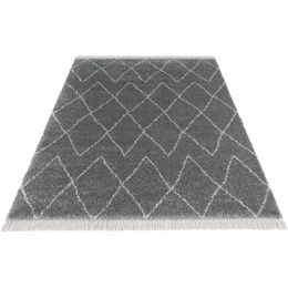 Hochflor-Teppich Hanse Home "Jade" Teppiche Gr. B/L: 200 cm x 290 cm, 35 mm, 1 St., grau (grau, creme) Shaggyteppich Teppich Webteppich Fransenteppich Esszimmerteppiche Teppiche