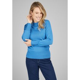 Strickpullover Rabe "Rabe Pullover" Gr. 46, blau (hellblau) Damen Pullover Rollkragenpullover