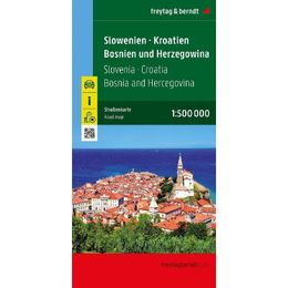 Slowenien - Kroatien - Bosnien und Herzegowina, Straßenkarte 1:500.000, freytag & berndt, Karte (im Sinne von Landkarte)
