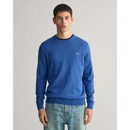 Rundhalspullover Gant "Classic Cotton C-Neck" Gr. XXL, blau (rich blue) Herren Pullover Rundhalspullover