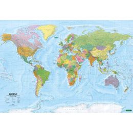 World map, political - physical, english, 1:20.000.000, Poster, freytag & berndt, Karte (im Sinne von Landkarte)