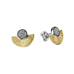 Paar Ohrstecker Vivance "375/- Gelbgold bicolor Diamanten" Ohrringe Gr. ONE-SIZE, 0,08 ct, Gold, bunt (mehrfarbig, weiß) Damen Ohrstecker