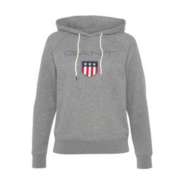 Sweatshirt Gant "Gant SHIELD SWEAT HOODIE" Gr. XXL (44), grau (grau, meliert) Damen Sweatshirts