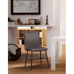 Esszimmerstuhl "Kara" Stühle Gr. 2 St., Metall, braun (latte, schwarz) Esszimmerstuhl Polsterstuhl 4-Fuß-Stuhl Küchenstühle