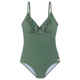 Badeanzug Lascana "Lolo" Gr. 36, Cup C, grün (oliv) Damen Badeanzüge Ocean Blue