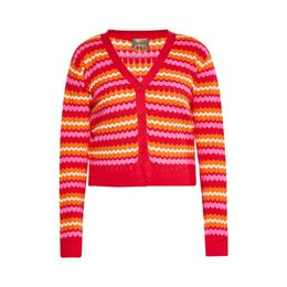 ebeeza Strickjacke Damen Gr&ouml;&szlig;e M dunkelorange / pink / rot / wei&szlig;