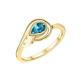 Fingerring Vivance "375/- Gelbgold glanz mit Blautopas" Fingerringe Gr. 052 (16,6), Gold, gelb (gelb, blau) Damen Fingerringe