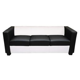 Mendler 3er Sofa Couch Loungesofa Lille, Leder/Kunstleder schwarz/weiß 17633+17384+17635
