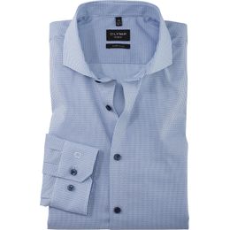 OLYMP Businesshemd, Super Slim Fit, Langarm, Haifisch-Kragen, für Herren, blau, 44