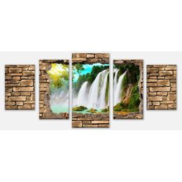 wandmotiv24 Mehrteilige Bilder 3D Wasserfall