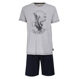 Tom Tailor Shorty Pure Cotton kurzer Herren Schlafanzug Pyjama mit modischem Brustprint aus reiner Baumwolle