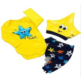 Engelbaby Langarmshirt & Hose 3-Teiliges -Set Langarmbody Hose Mütze Stern-Motiv 100 % Baumwolle (Geschenk-Set Spar-Set