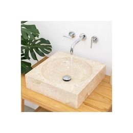 wohnfreuden Aufsatzwaschbecken Marmor Waschbecken SQUARE BOX 45 cm (Kein Set)