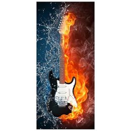 Wallario Türtapete Feuer-Wasser-Gitarre