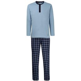 Ceceba Schlafanzug Ceceba Pyjama Herren geknöpft Serafino Schlafanzug Sleep blau kariert