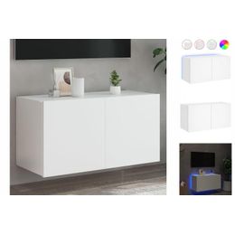 vidaXL TV-Schrank TV-Wandschrank mit LED-Leuchten Weiß 80x35x41 cm