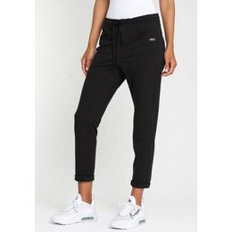 Gang 5-Pocket-Hose 94AMELIE-JOGGER mit elastischen Bund und Bindeband in der Taille, schwarz