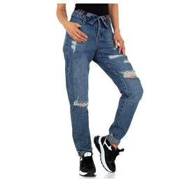 Ital-Design Relax-fit-Jeans Damen Freizeit Destroyed-Look Relaxed Fit Jeans in Blau