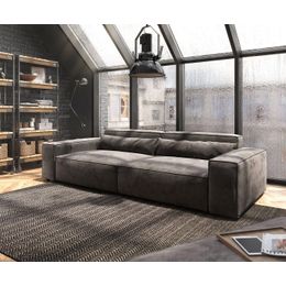DeLife Big-Sofa Sirpio, XL Mikrofaser Khakibraun 270x130 cm mit Hocker