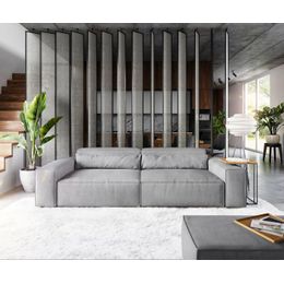 DeLife Big-Sofa Sirpio, XL Mikrofaser Grau 270x130 cm mit Hocker