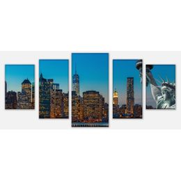wandmotiv24 Mehrteilige Bilder New York Skyline Freiheitsstatue