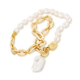 Célia von Barchewitz Perlenkette "SARAYU" aus ovalen Süßwasser-Zuchtperlen mit Gliederkette