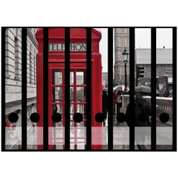 Wallario Etiketten Rote Telefonzelle in London England mit Big Ben