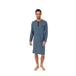 Normann Pyjama Herren Nachthemd langarm mit Knopfleiste – Streifenoptik – 61680