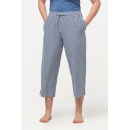 Ulla Popken Pyjamahose Pyjama-Shorts Streifen gerades Bein Biobaumwolle