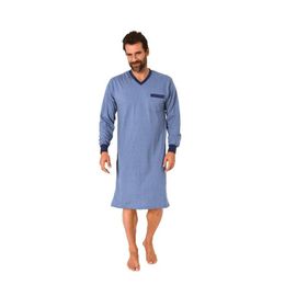 Normann Pyjama Herren Nachthemd langarm mit Bündchen