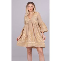 YC Fashion & Style Tunikakleid "Handgefertigte Boho-Chic Tunika mit Goldstickerei" (1 -tlg) Boho