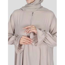 Aymasal Maxikleid Abaya Naima basic schlicht modest Fashion Kaftan islamische Mode Abaya Langarm mit Reißverschluss aus Medina Seide