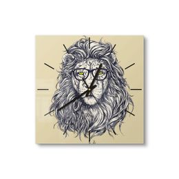 DEQORI Wanduhr 'Frisierter Löwe' (Glas Glasuhr modern Wand Uhr Design Küchenuhr)